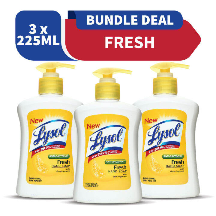 LYSOL Anti-bacterial Hand Soap Fresh 225ml Set of 3 | Lazada PH
