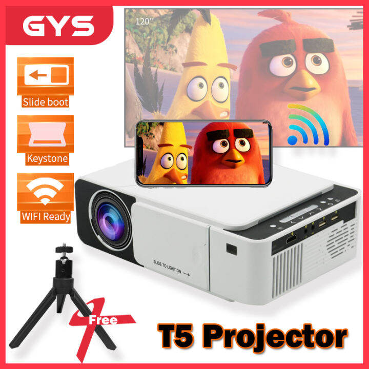 T5 LED Projector 2500 lumens Keystone USB HDMI VGA AV Beamer Home ...