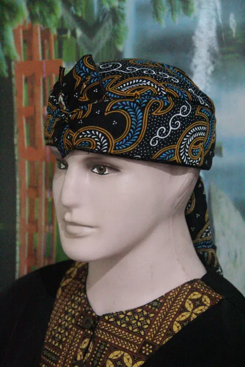 iket kepala blangkon tradisional sunda jawa dll model atas full tutup biru | Lazada Indonesia