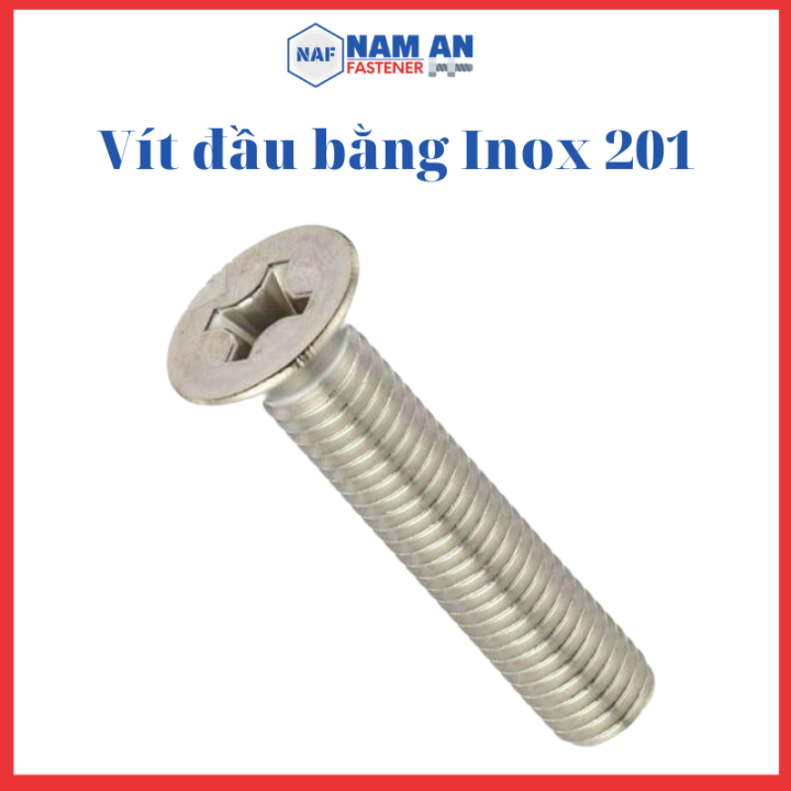 Vít đầu bằng Inox 201 M4x10, M5x10, M5x16, Vít Bake đầu bằng , ốc vít ...