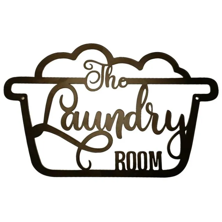 Vintage Metal Laundry Sign Iron Farmhouse Metal Sign Wall Art Black ...