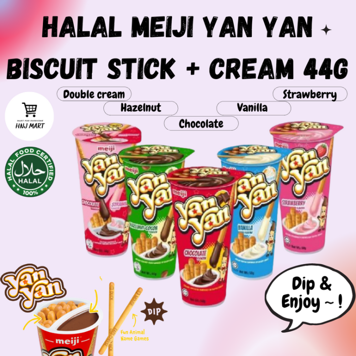 Halal Meiji Yan Yan Biscuit Stick & Cream 44g YanYan Chocolate Biscuit | Lazada