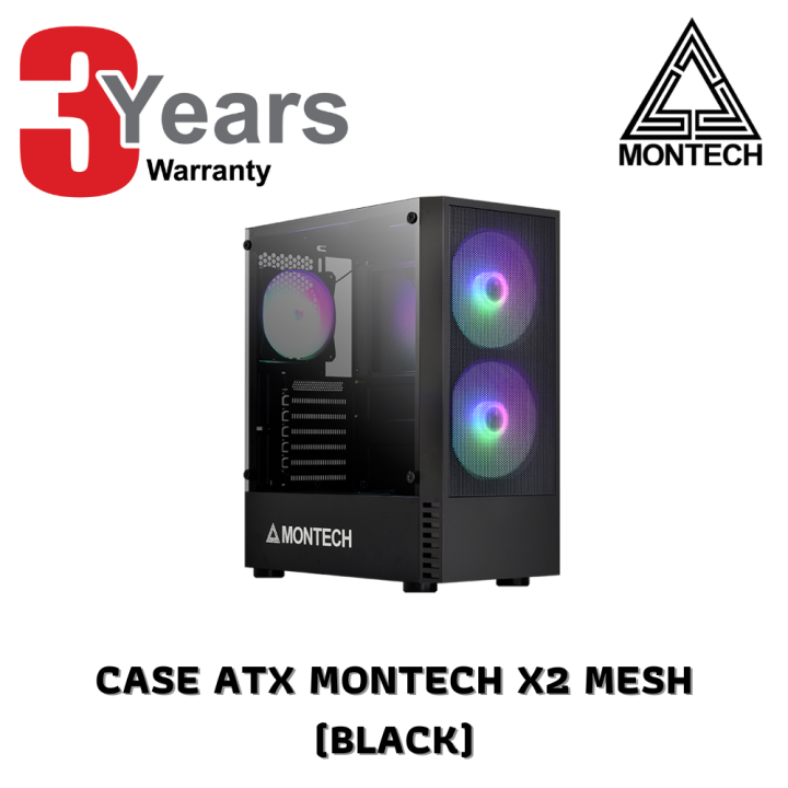 CASE ATX MONTECH X2 MESH (BLACK) (by Pansonics) | Lazada.co.th