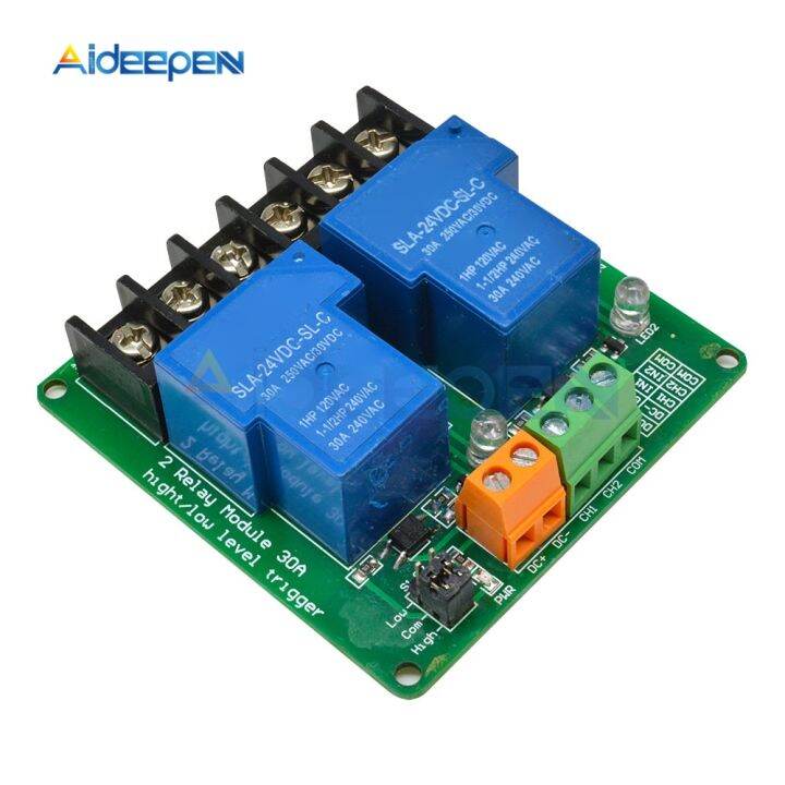 2 Channel Dc 5v 12v 24v Relay 30a Optocoupler Isolation Module High And ...