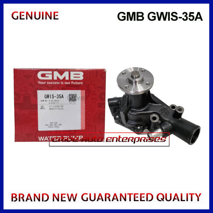ORIGINAL GMB GWIS-35A Water Pump Assembly for Isuzu Elf [4BA1, 4BC2, 4BE1, 4BD1] (GWIS35A ...