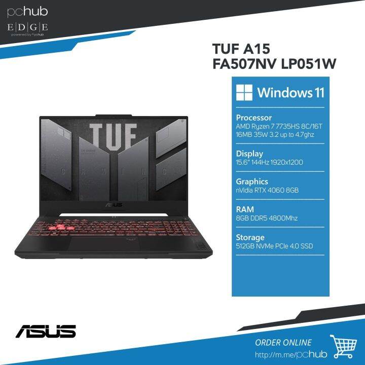 Asus TUF A15 FA507NV LP051W grey, r7 7735hs, rtx 4060, 8gb d5, 512gb ...