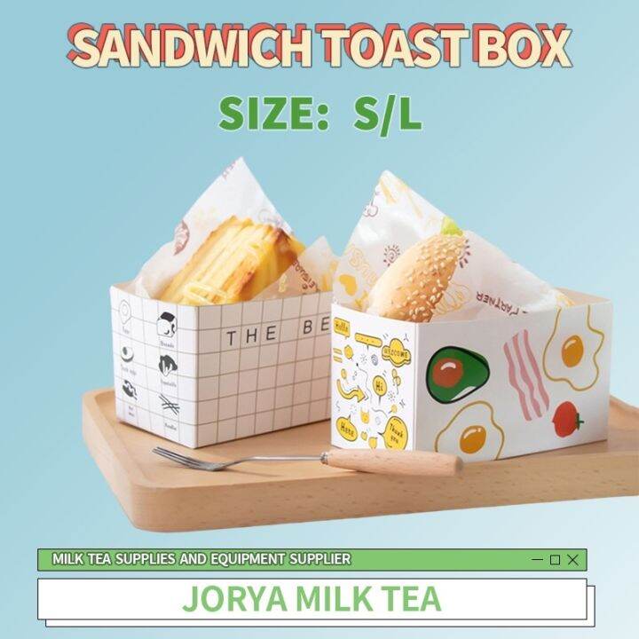 Toast Paper Box Egg Drop Sandwich Bread Holder Korean Cake Packing ...