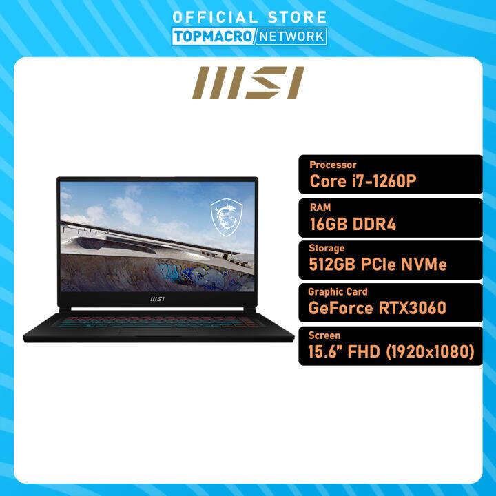 MSI STEALTH 15M B12UE-033MY (i7-1260P, RTX3060 Max-Q, 16GB, 512GB, NO ...