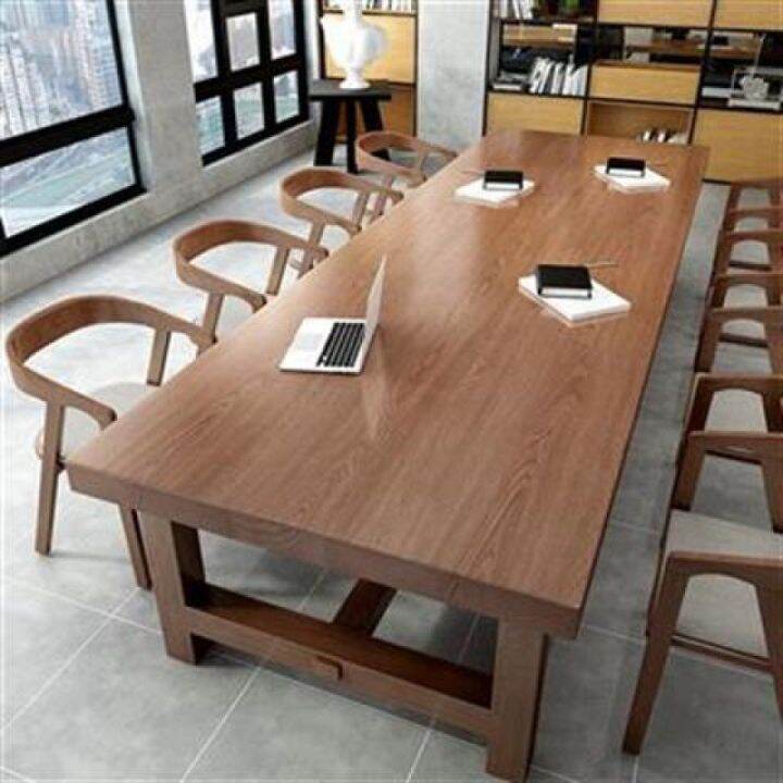 Solid Wood Long Table Conference Table Modern Minimalist Conference ...