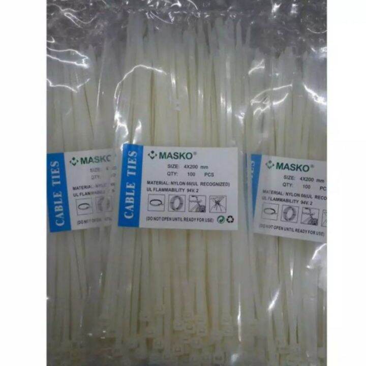 MASKO KABEL TIES 20CM TEBAL 200 X 3,6 MM SABUK TALI NILON HITAM PUTIH ...