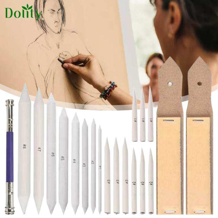 Dolity 20x Blending Stumps Paper Tortillon Set Tool Sketch Stick 1 ...