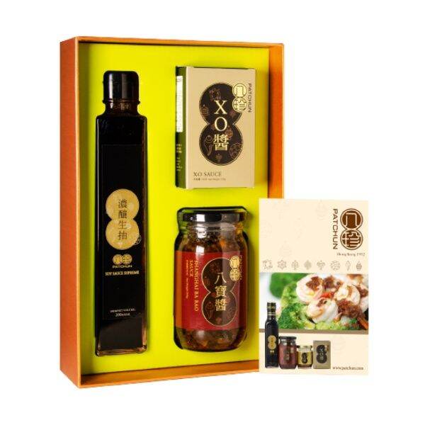 Pat Chun Hong Kong Premium Gift set (XO 130g, Ba Bao Sauce 240g, Soy Sauce Supreme 300ml ...