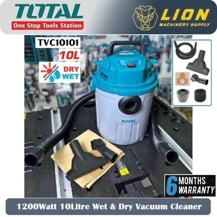 Total TVC12101 Wet & Dry Vacuum Cleaner 1200W (10Litre Tank ...