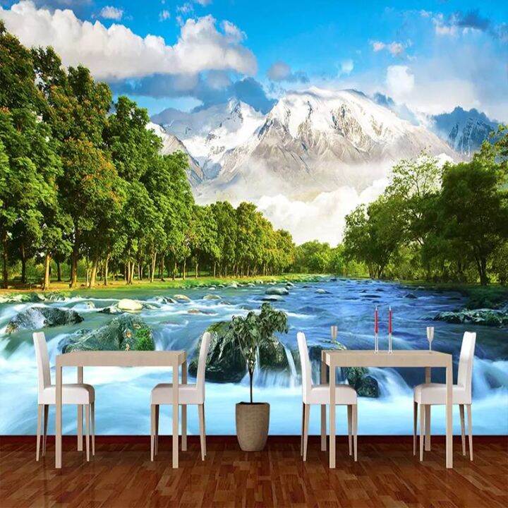 ที่กำหนดเอง3d กันน้ำติดด้วยตนเองผนังภาพจิตรกรรมฝาผนังวอลล์เปเปอร์หิมะ