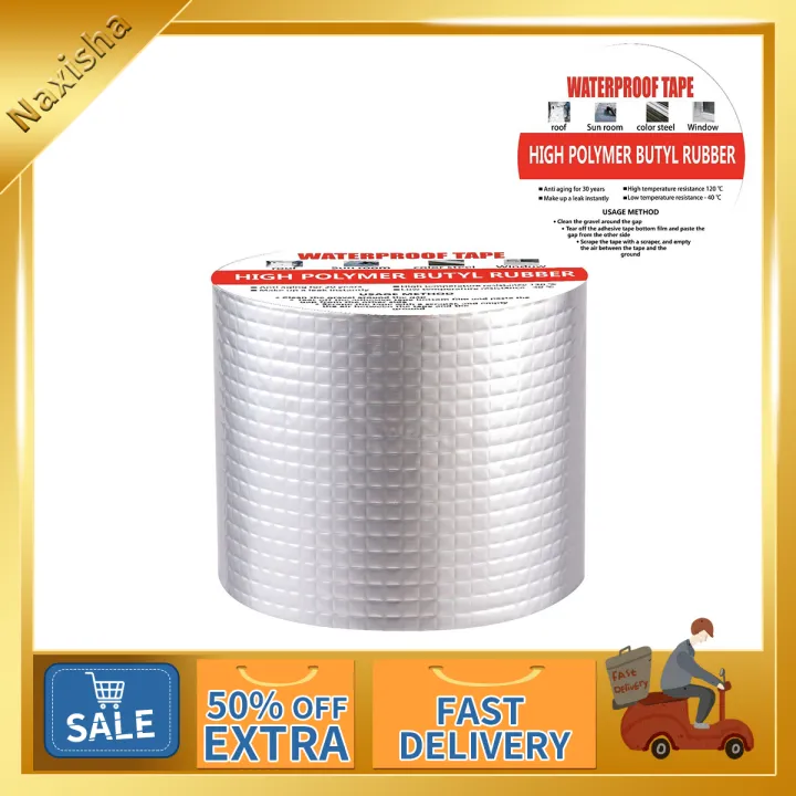 Original 5M/10M Aluminum Foil Adhesive Tape Butyl Rubber Self Adhesives High temperature ...