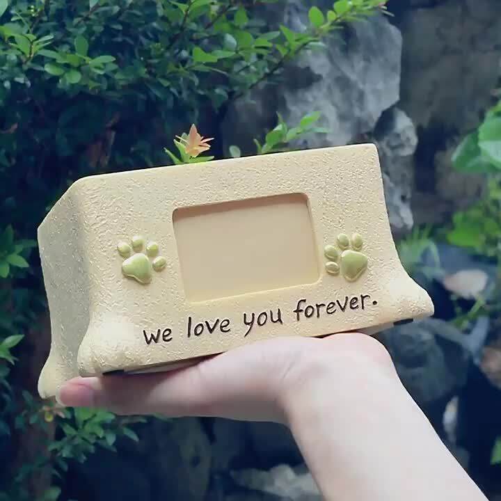 Resin Urns Dogs Cats Cremation Urn Peaceful Memorial with Photo Frame ...