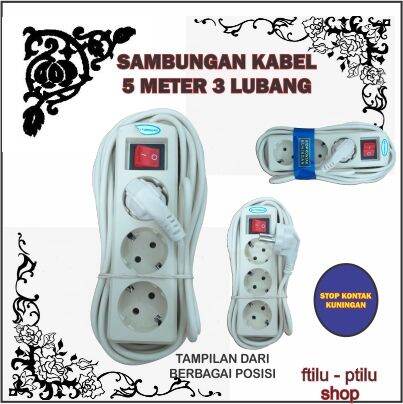TERMINAL KABEL LISTRIK 3 LUBANG PANJANG KABEL 5 METER | Lazada Indonesia