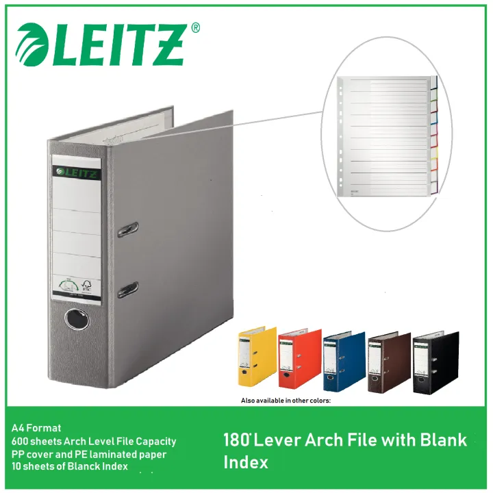 Leitz 1010 Plastic Lever Arch File with Plastic Blank Index - Made in ...