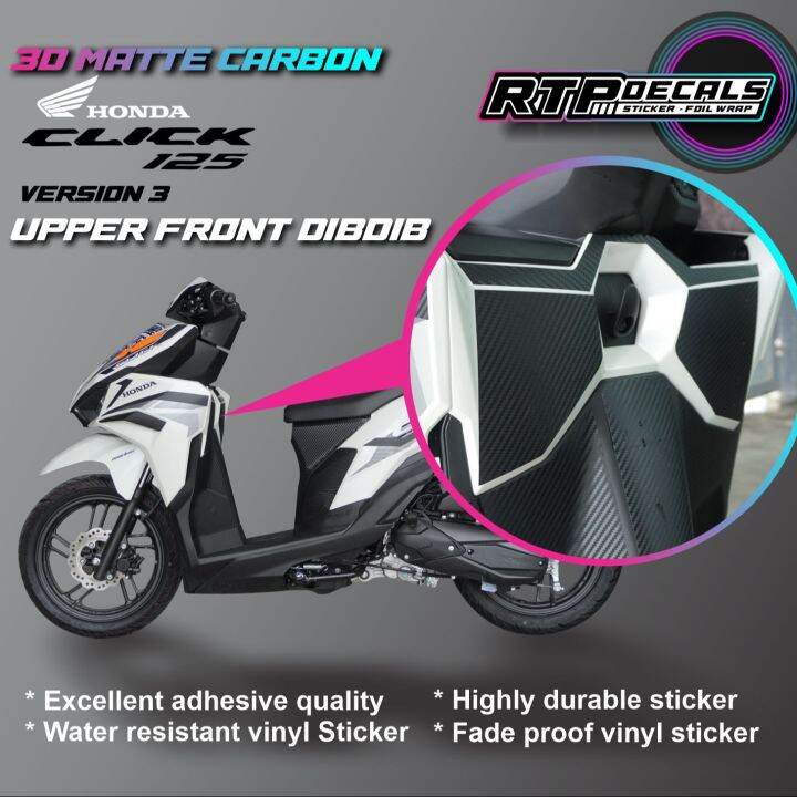 cod HONDA CLICK 125 V3 UPPER FRONT DIBDIB CARBON FIBER DECALS STICKER ...