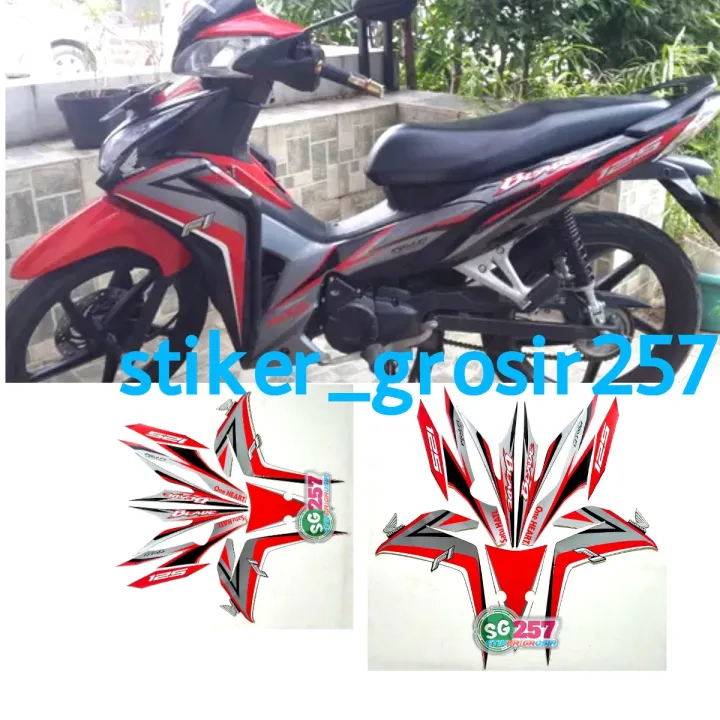 STIKER STRIPING LIS BODY BLADE 125 FI TAHUN 2015 HITAM MERAH STANDAR ...