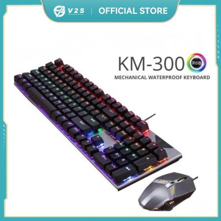 V2S KM300 Mechanical LED Rainbow RGB Backlight Office Wired Gaming ...