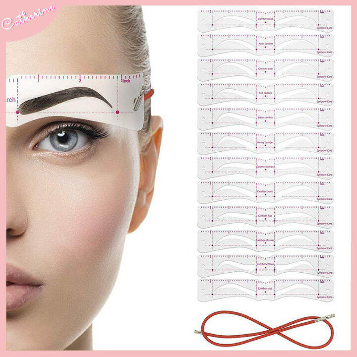 Template Kartu Alis One-piece yang dipasang di kepala Pemula Atur Asisten Stensil Alis Malas-💖 ...