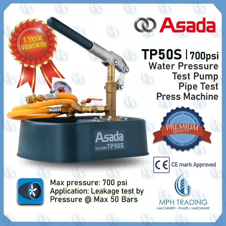 ASADA TP50S 700psi Water Pressure Test Pump Machine Pipe Test Press ...