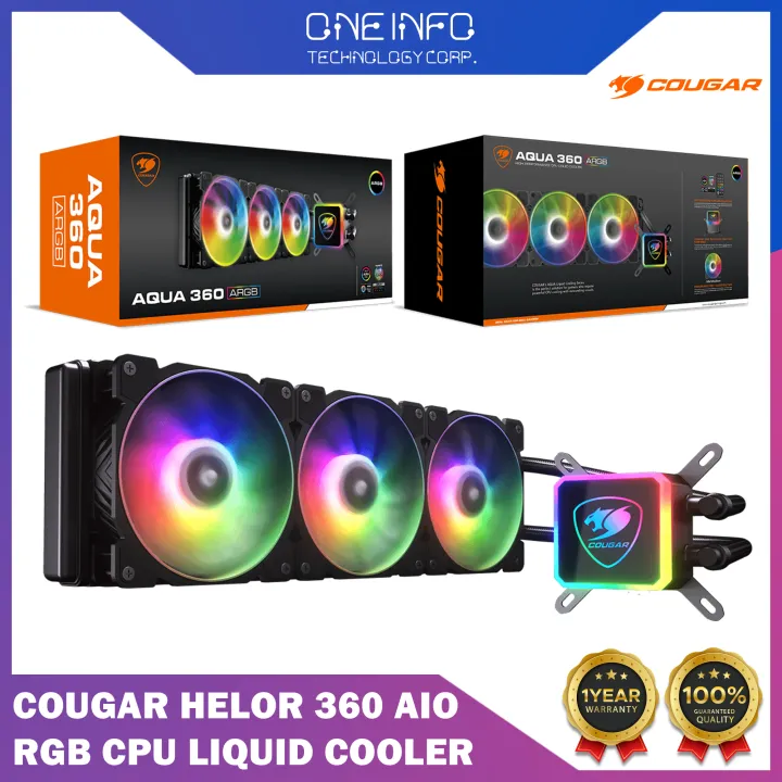 COUGAR HELOR 360 AIO RGB CPU LIQUID COOLER /360MM RAD/3*RGB FAN/CORE ...