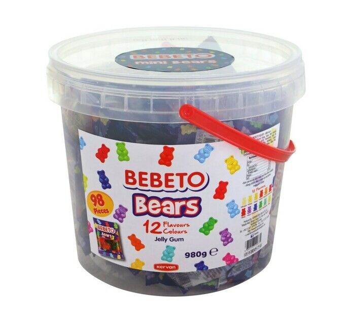 Bebeto Mini Bears Candy Bucket 12 colours 980g | Lazada PH