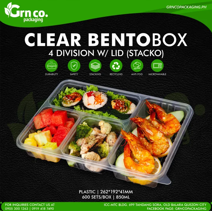 BENTO BOX 4 DIVISION STACKO/ 10PCS | Lazada PH