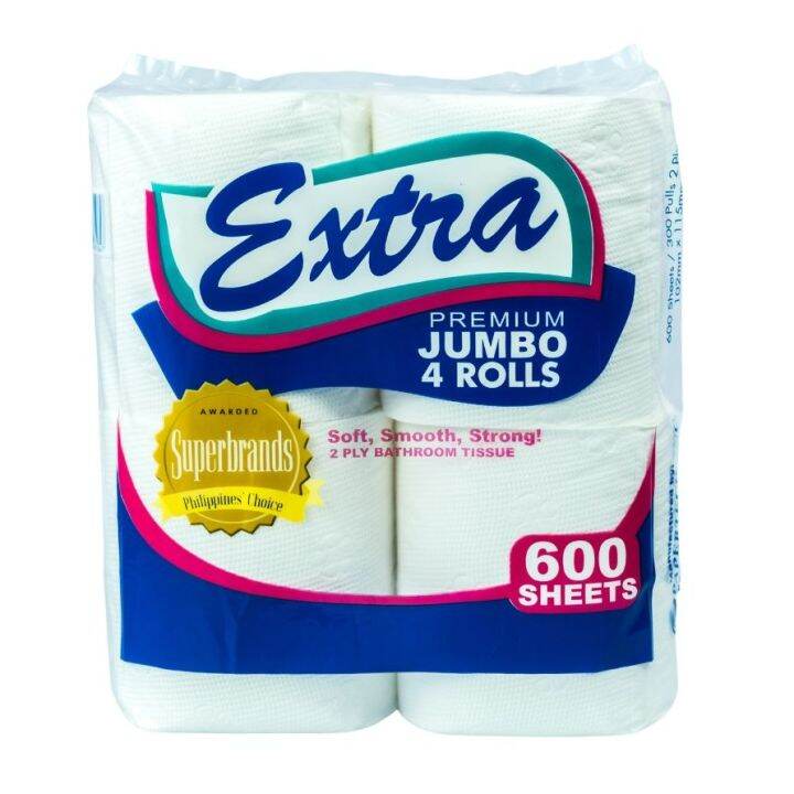 Extra Jumbo Roll Bathroom Tissue 2ply - 600 sheets x 4 rolls | Lazada PH