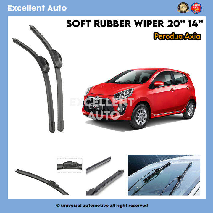 Perodua Axia Car Front Windscreen Rubber Soft Wiper Size 20" / 14" | Lazada