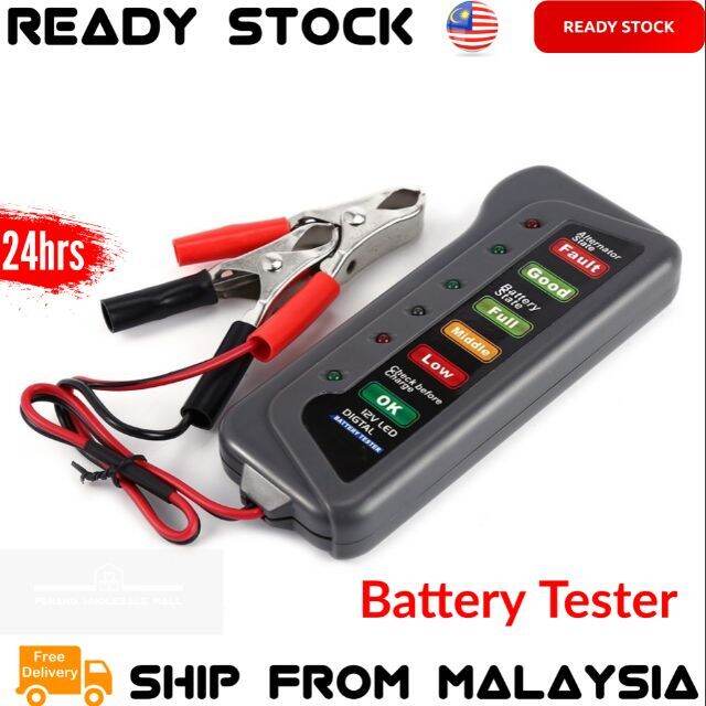 12V Digital Battery Alternator Tester Voltage 6 LED Lights Display ...