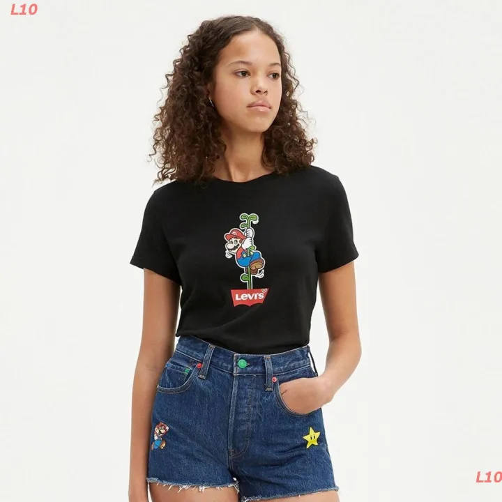 【Adidab】 แมทช์ได้ทุกอารมณ์ สไตล์ใหม่ เสื้อยืด Levi's X Super Mario Graphic T-Shirt - ดำ คอกลม ...