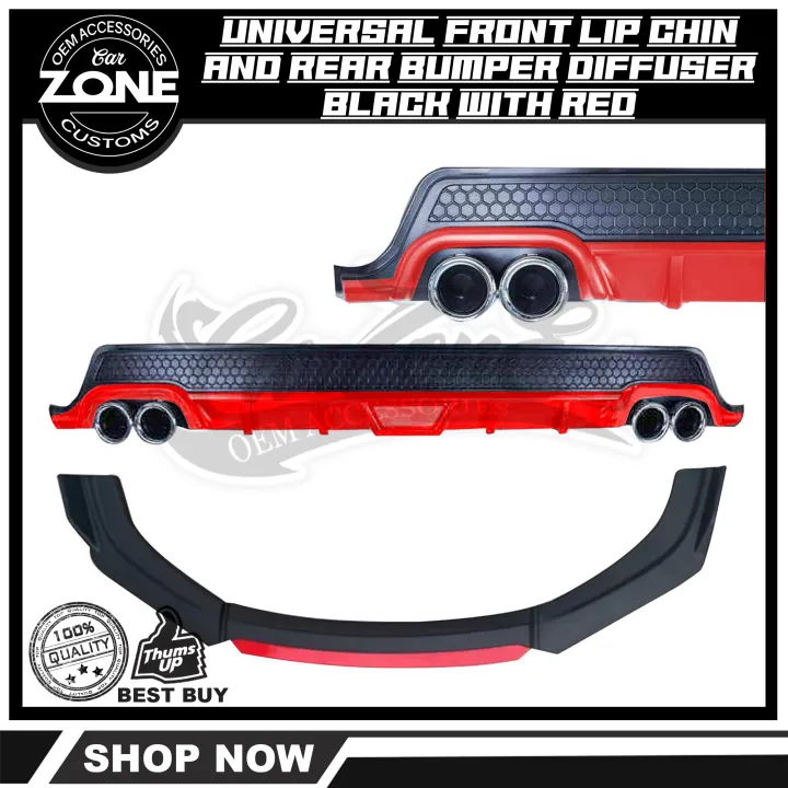 Universal Front Lip And Rear Bumper Diffuser Fits all Cars (Black and ...