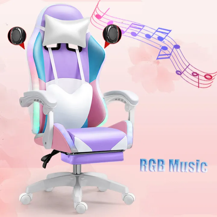 Gaming chair,RGB light gamer chair,Cute girls bedroom live computer ...