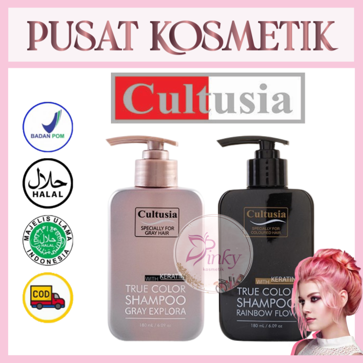 Cultusia True Color Shampo Gray Explora & Rainbow Flow 180ml | Shampoo untuk Rambut Berwarna ...