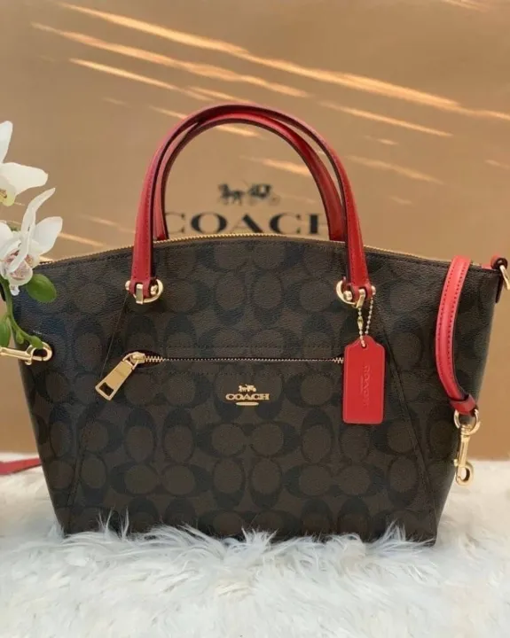 Coach Prairie Satchel Signature Canvas F79998 - Brown/Red | Lazada PH