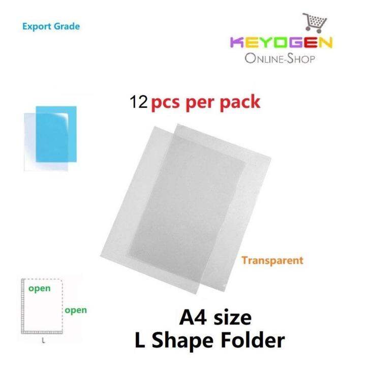 File Keyogen 12 pieces A4 transparent clear L shape folder file | Lazada