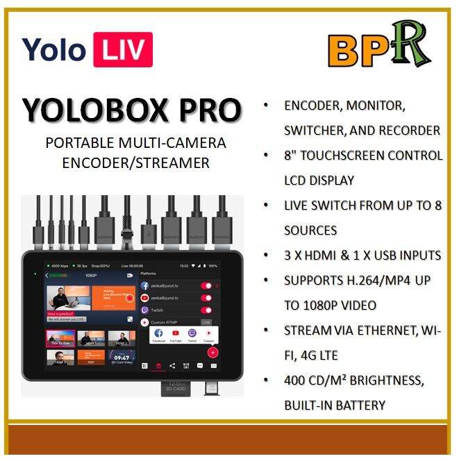 YoloLiv YoloBox Pro Portable Multi-Camera Encoder/Streamer, Switcher/Monitor & Recorder | Lazada