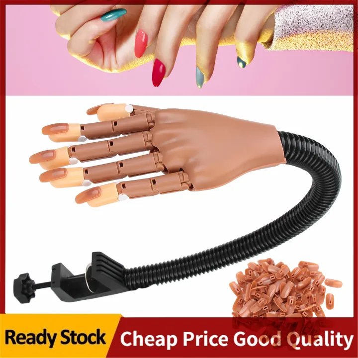 Nail Art Flexible Movable False Fake Hands Manicure Practice +100pcs ...