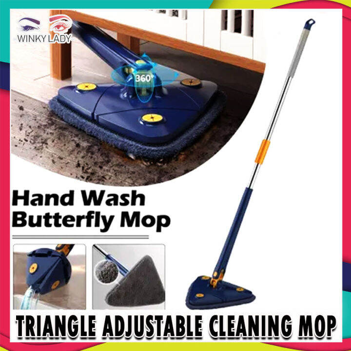Triangle Mop 360-Degree Adjustable Window Cleaning Mop Microfiber Self ...