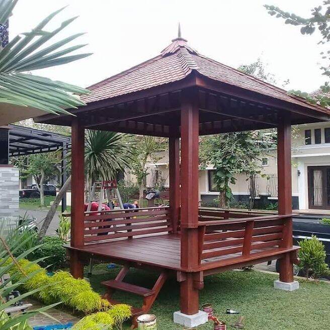 Saung Gazebo kayu kelapa minimalis - saung gazebo | Lazada Indonesia