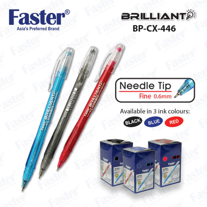Faster CX-446 Brilliant 0.7mm Ball Pen / Ball Pen / Pen Hitam / Pen ...