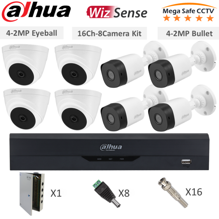 Dahua 16CH 8/12/16 pcs Cameras 2MP CCTV Package HDCVI IR WizSense CCTV Kit 16/8IRV2 16/12IRV2 16 ...