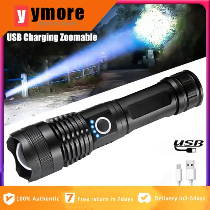 Tactical Flashlight High Lumen Power Rechargeable LED Outdoor ...