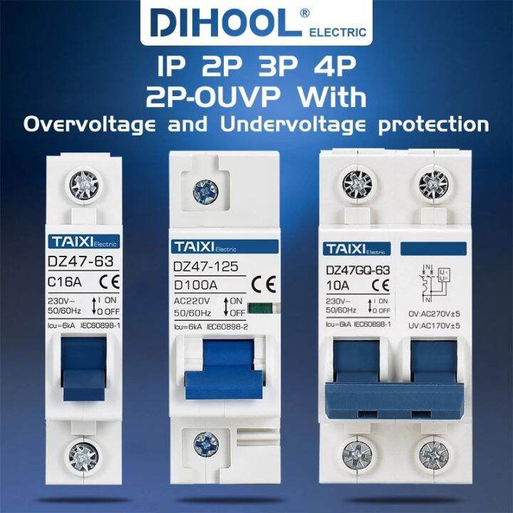 MCB DZ47-63 1P 2P 3P 4Pole C32A Miniature Circuit Breaker DZ47 60Hz 10A 16A 20A 25A 40A 63A C ...