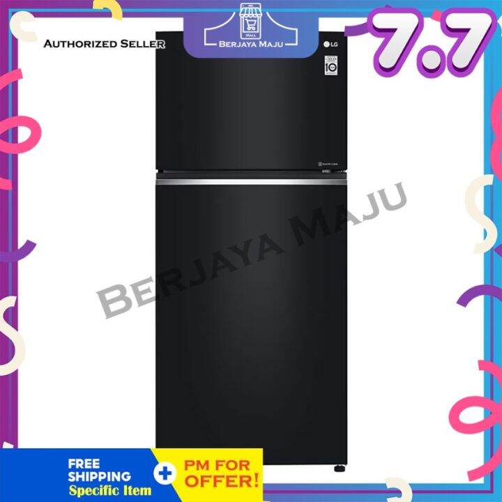 LG Nett 509L 2 Door Inverter Glass Refrigerator GN-C702SGGM (Black) | Lazada