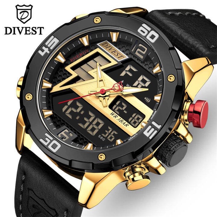 DIVEST Top Fashion Brand New Creative Casual Men Watch Original LED Quartz Display Calendar ...