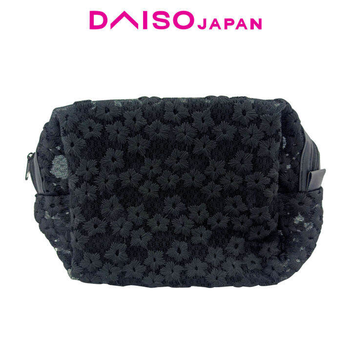 Daiso Black Lace Floral Pouch | Lazada PH